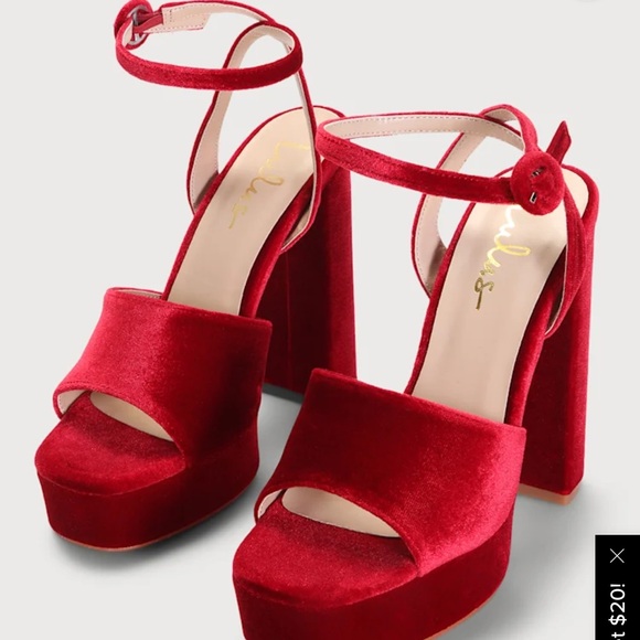 Lulus | Shoes | Lulus Gorgyy Red Velvet Platform High Heel Sandals ...
